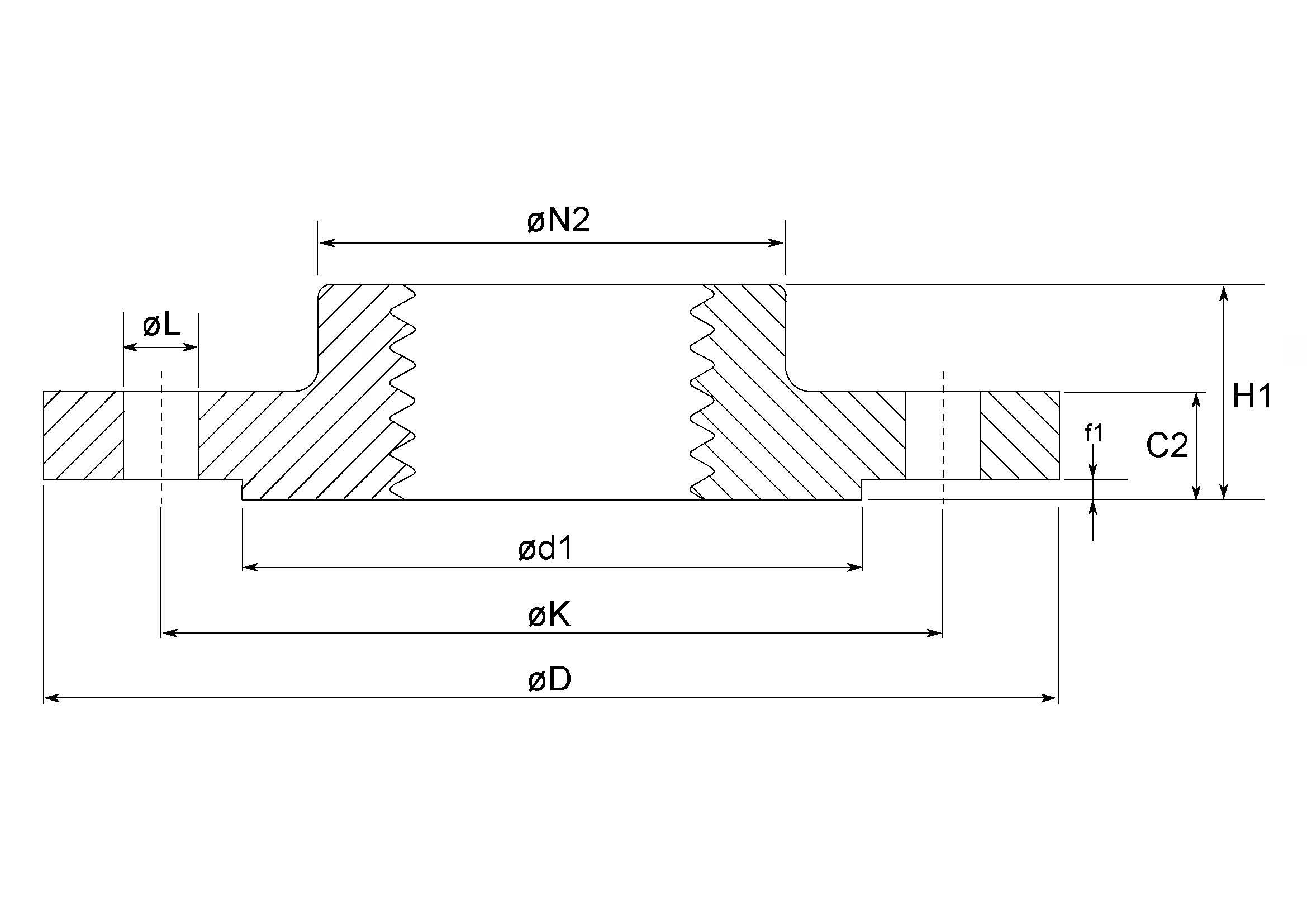 Threaded flange, HDG, EN 1092-1, T:13, PN6, DN20, P250GH, INDURA